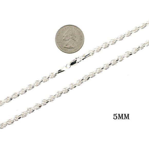 JewelzKing | Accessories | Real 925 Solid Sterling Silver 5mm Rope ...